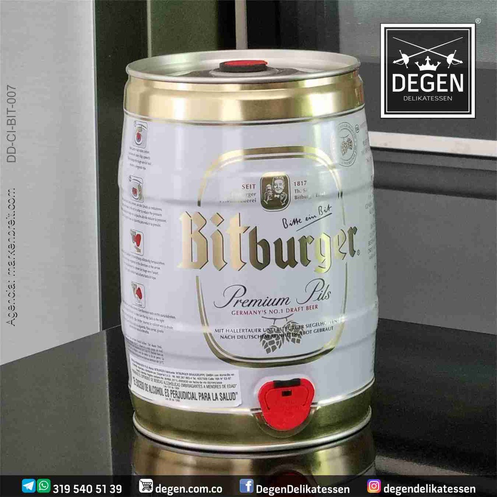 Bitburger Premium Pils - Barril 5 litros | DEGEN Delikatessen